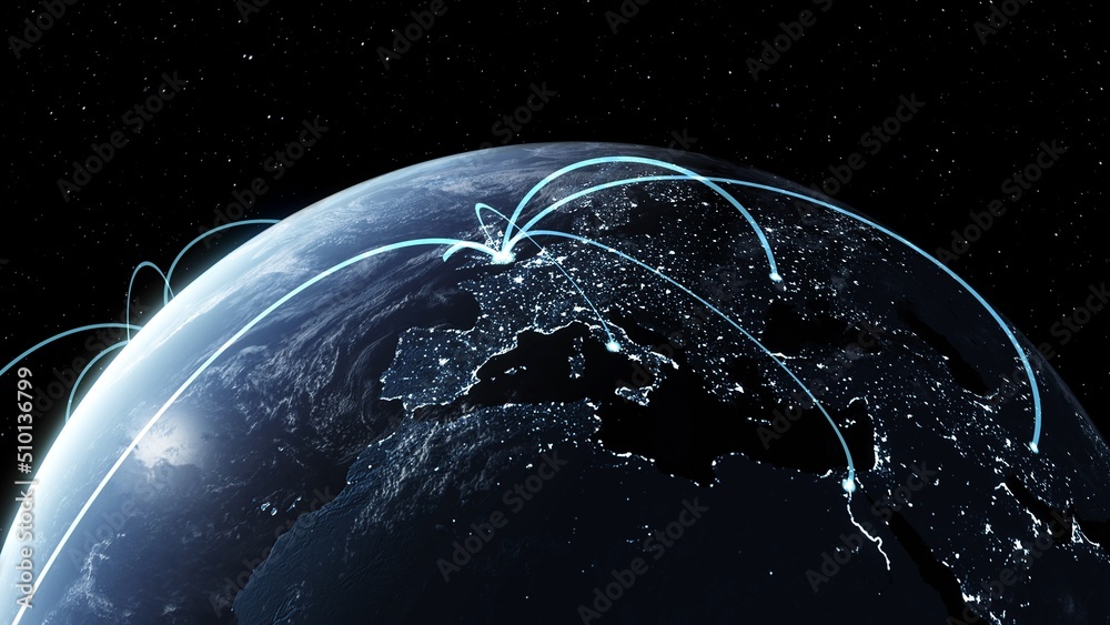 Global network and internet connection in orbital earth globe . Concept ...