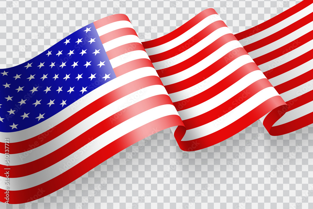 Vector American flag waving on transparent background. Stock Vector ...
