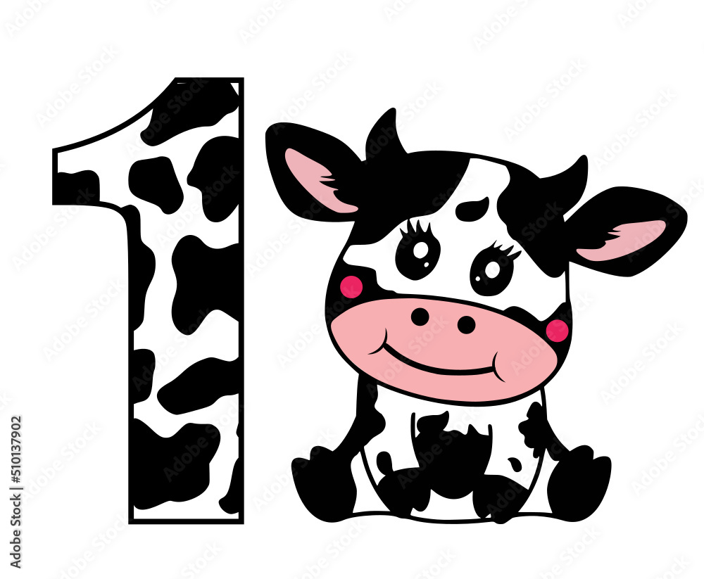 Cow number birthday svg, birthday cow svg, Cow print svg, Birthday girl ...
