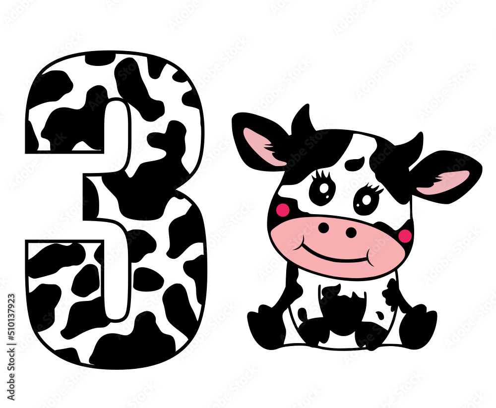 Cow number birthday svg, birthday cow svg, Cow print svg, Birthday girl ...