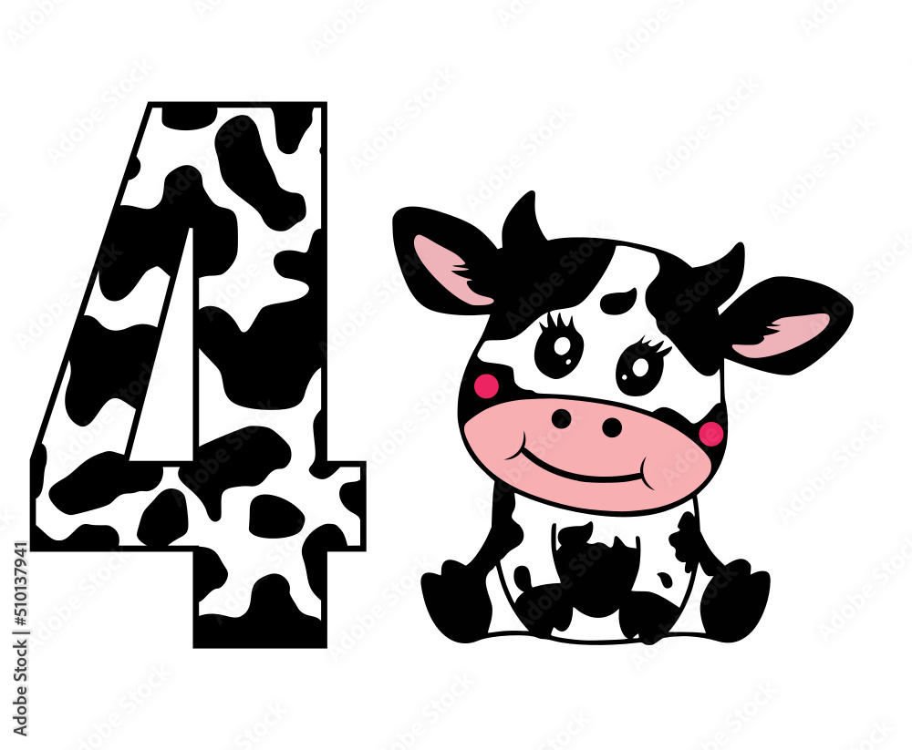 Vetor de Cow number birthday svg, birthday cow svg, Cow print svg ...