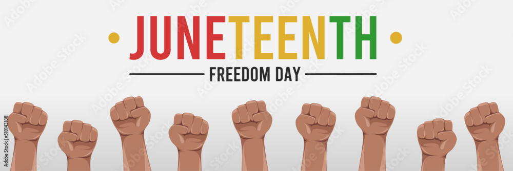 juneteenth banner with fist hand for juneteenth day commemoration and ...