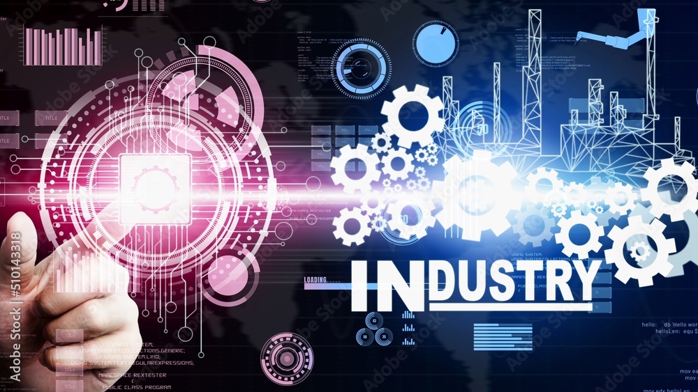 Futuristic industry 4.0 and inventive mechanized engineering concept ...