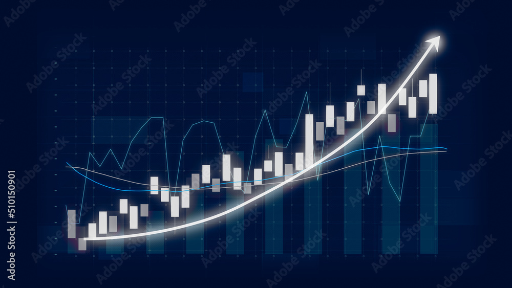 Business growth concept in allusive graph chart showing marketing sales ...