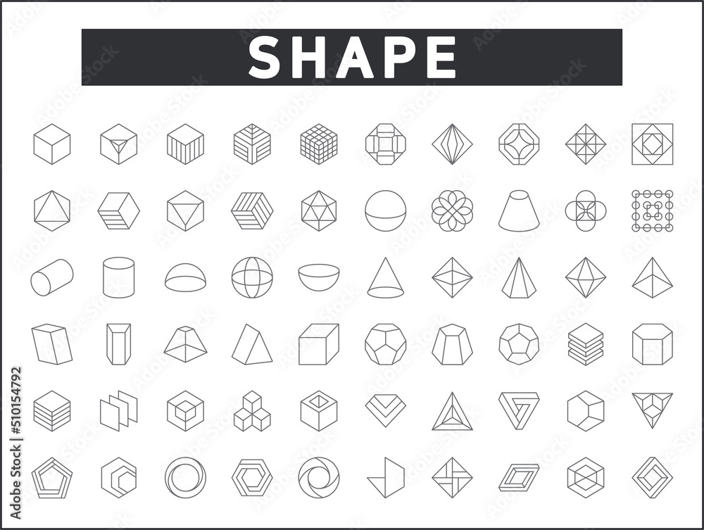 Simple Set of 3D Shapes Related Vector Line Icons. Contains such Icons ...