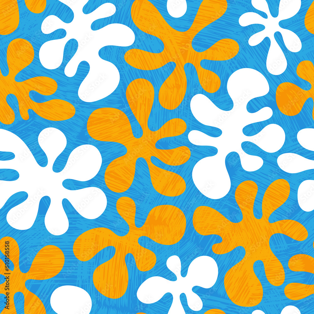 Seamless 1960s mod tiki flower pattern for backgrounds, fabric design ...