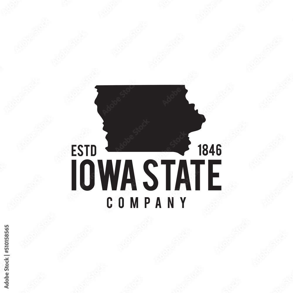 Iowa state outline map logo design Stock Vector | Adobe Stock