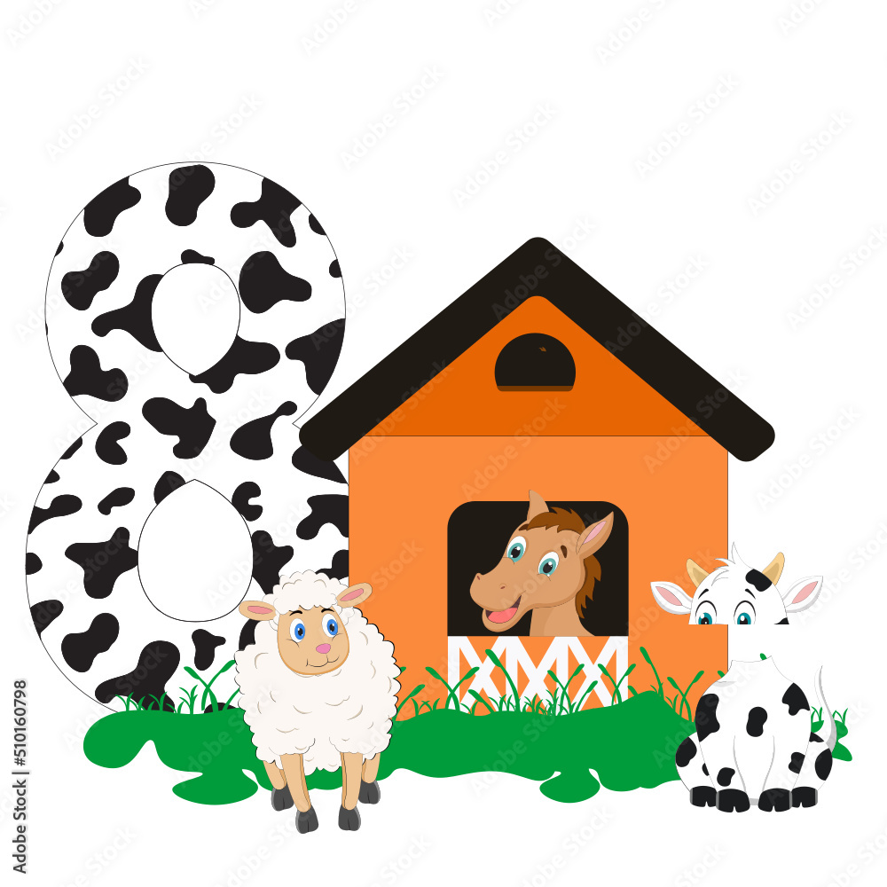 farm animal Cow horse sheep number birthday svg, Animal Number birthday ...