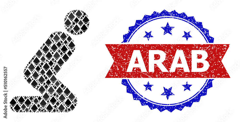 Vector diamond composition praying man icon, and bicolor rubber Arab ...