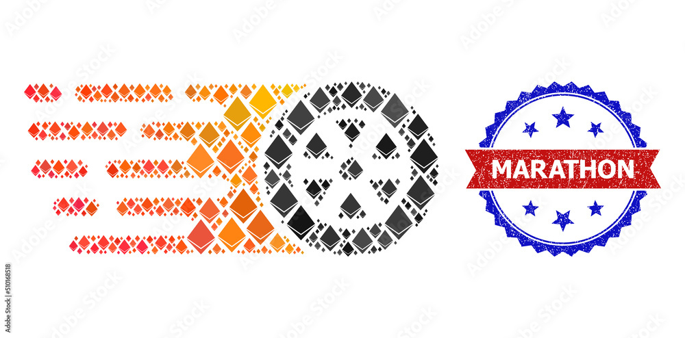Vector diamond collage rush wheel icon, and bicolor unclean Marathon ...