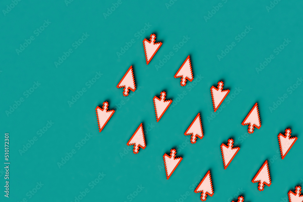 rows of pixellated arrow cursors Stock Photo | Adobe Stock