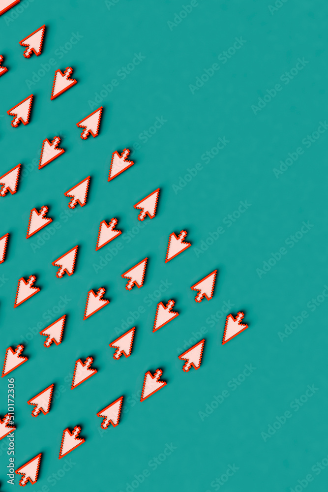 triangle from pixellated arrow cursors. 3d render Stock Photo | Adobe Stock