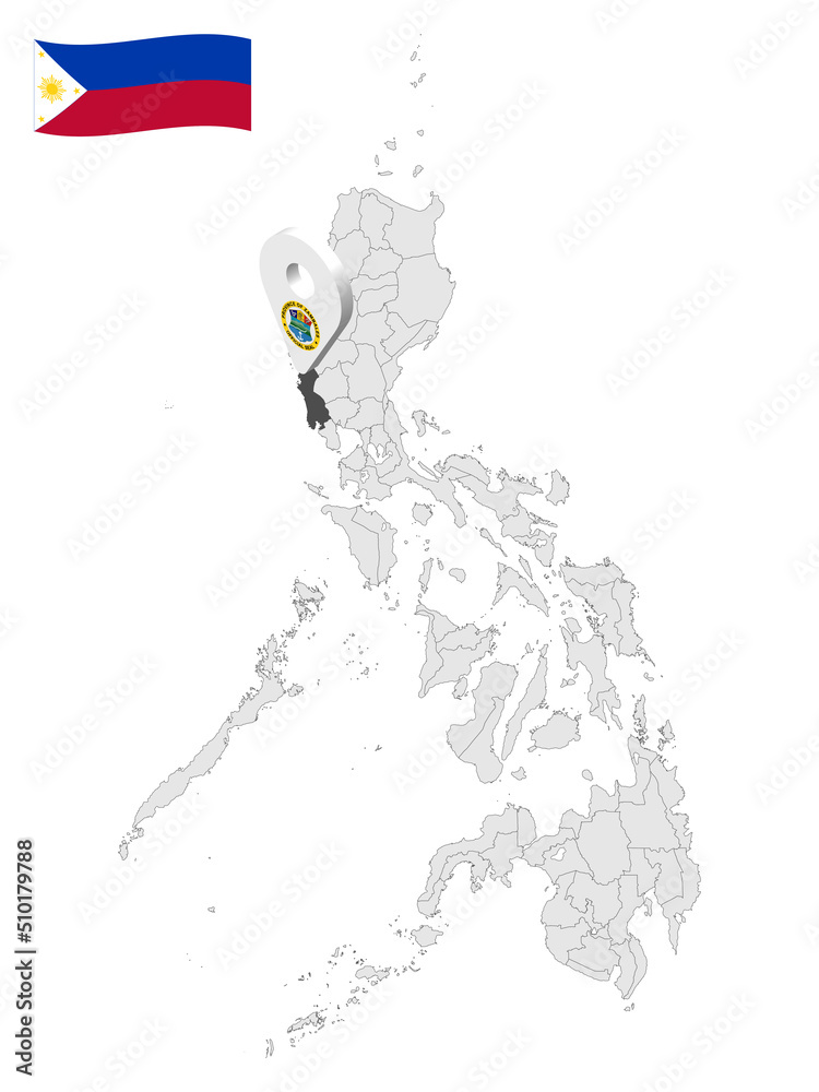 Location Province of Zambales on map Philippines. 3d location sign of ...