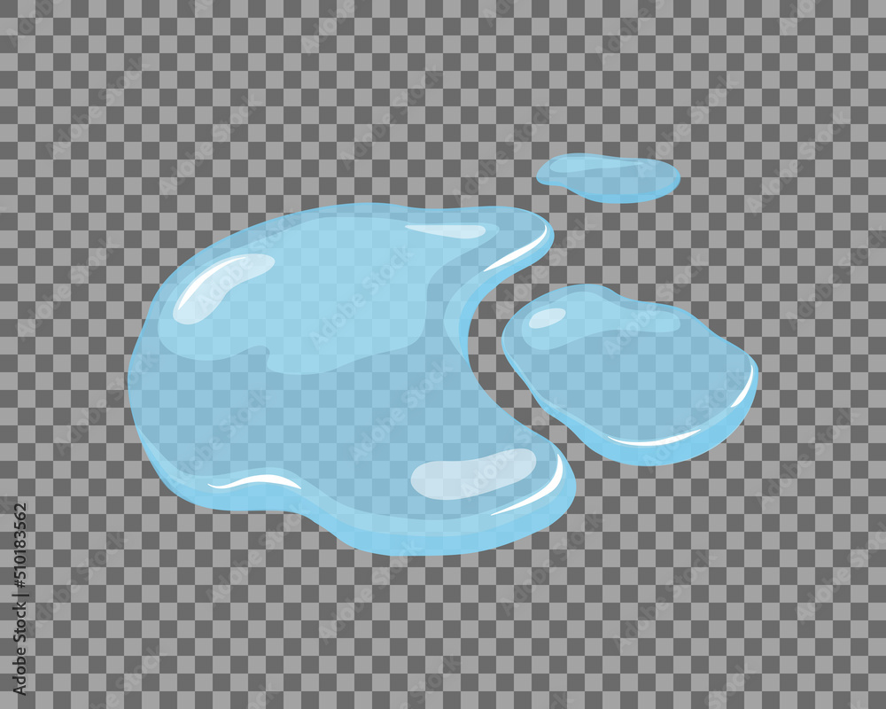 Water spill, puddle on a isolated transparent background. Blue autumn ...