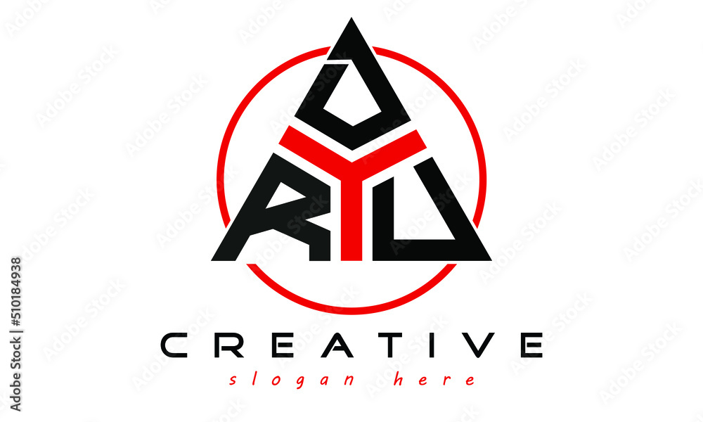 RDU three letter creative triangle shape in circle logo design vector ...