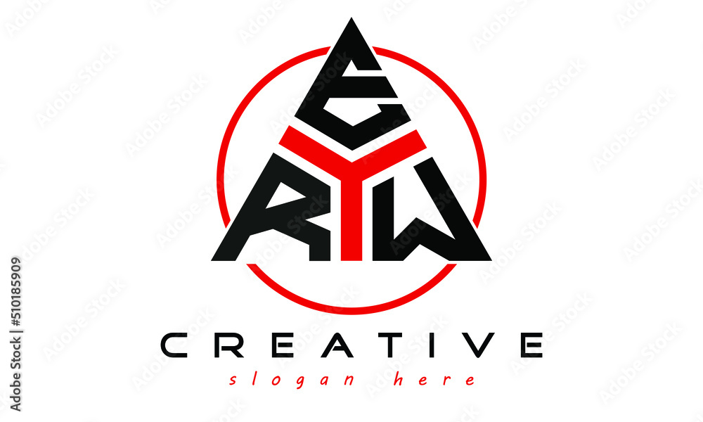 REW three letter creative triangle shape in circle logo design vector ...