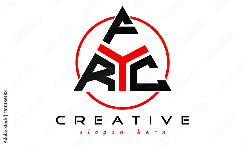 RFC three letter creative triangle shape in circle logo design vector ...
