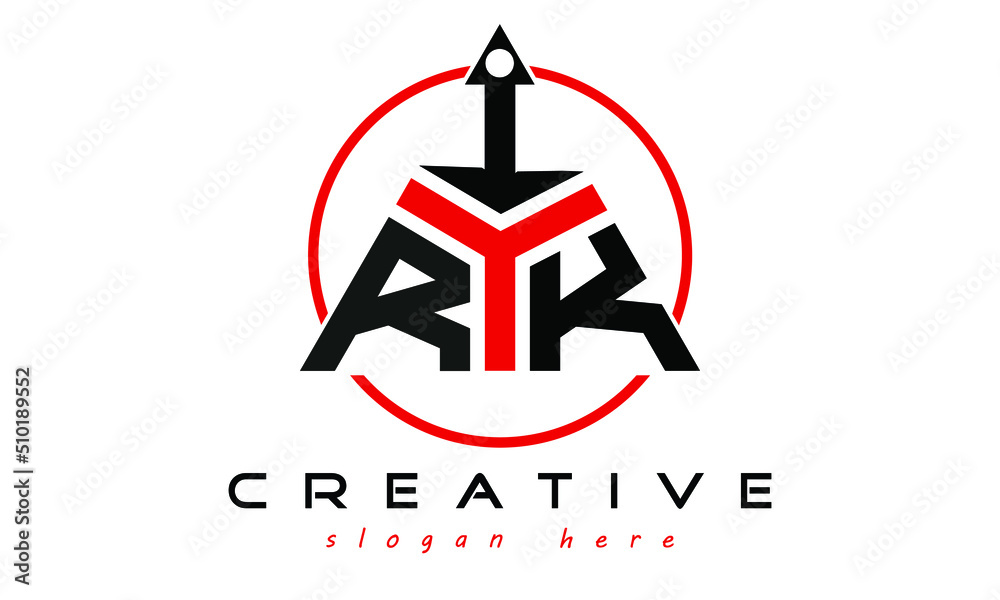 RIK three letter creative triangle shape in circle logo design vector ...