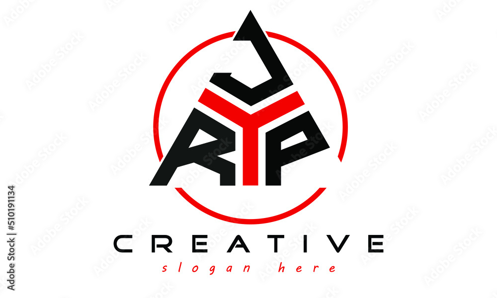 RJP three letter creative triangle shape in circle logo design vector ...