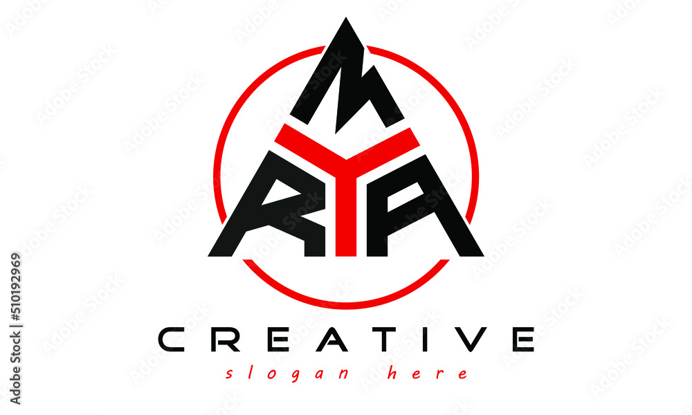 RMA three letter creative triangle shape in circle logo design vector ...