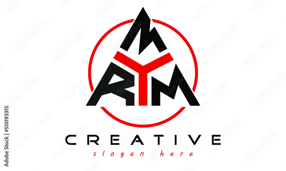 RMM three letter creative triangle shape in circle logo design vector ...