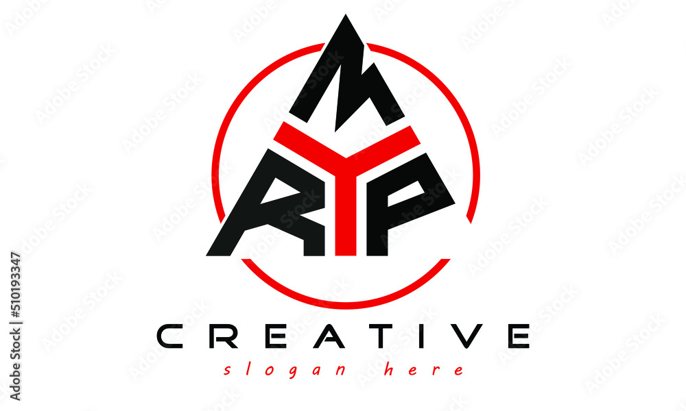 RMP three letter creative triangle shape in circle logo design vector ...