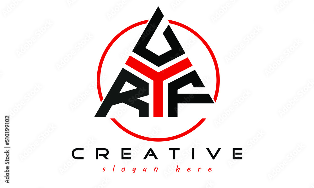 RUF three letter creative triangle shape in circle logo design vector ...