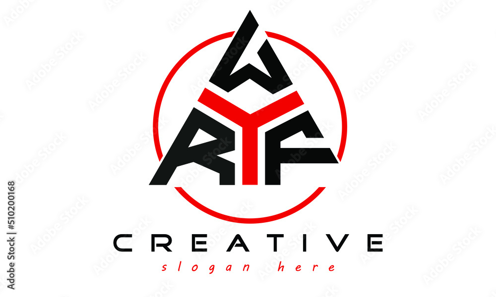 RWF three letter creative triangle shape in circle logo design vector ...