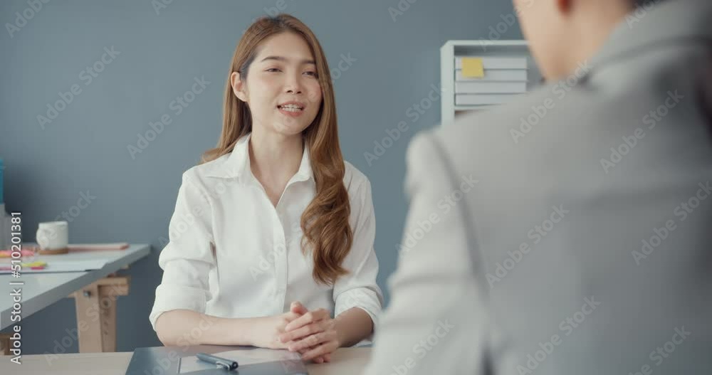 Young Asia businesswomen applicant pass job interview for enterprise ...