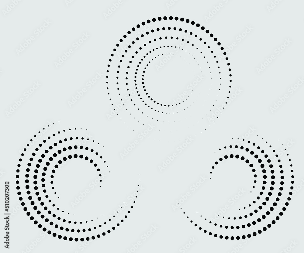Halftone circular dotted set. Circle dots isolated on the gry ...