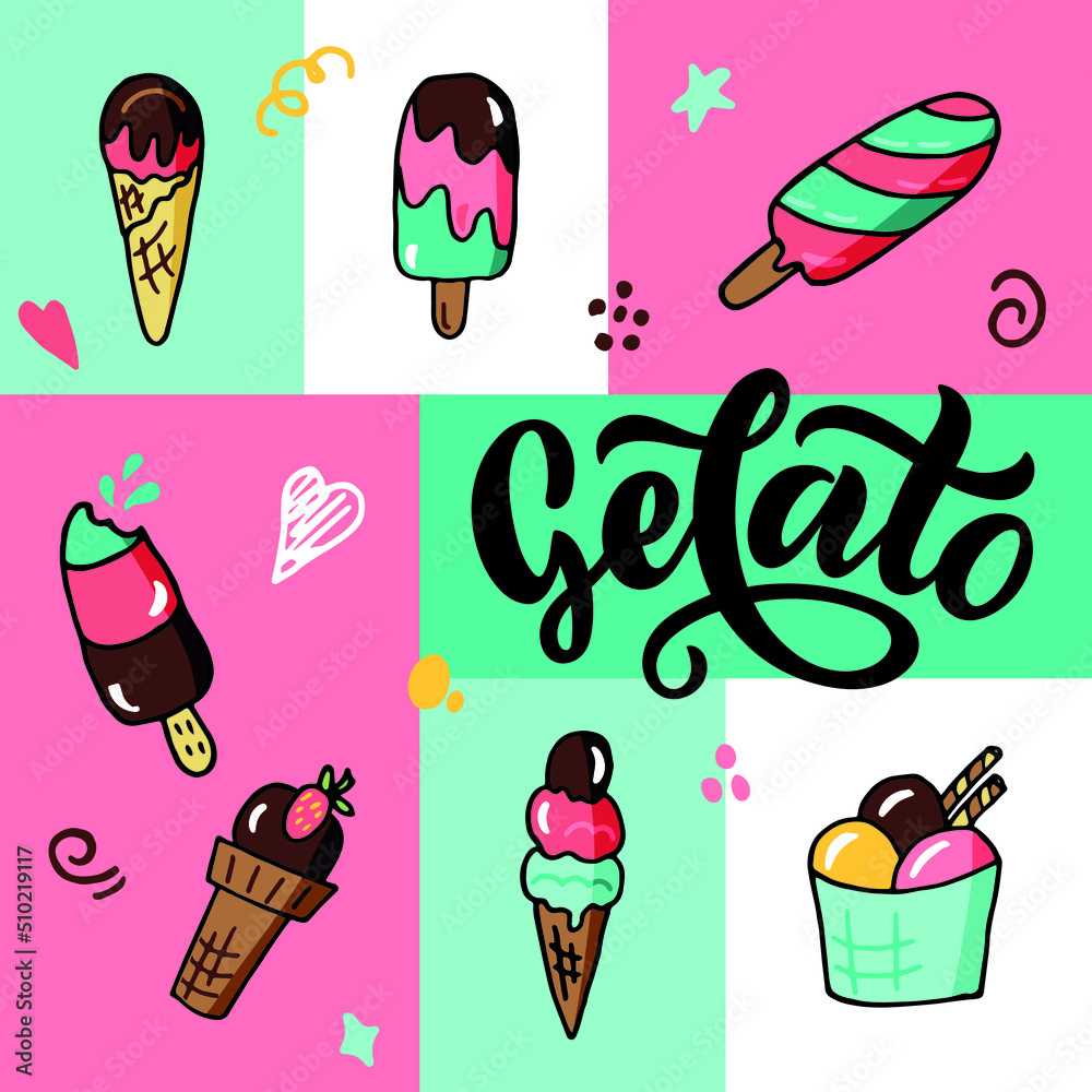 Gelato handwritten text. Elegant modern brush calligraphy. Hand ...