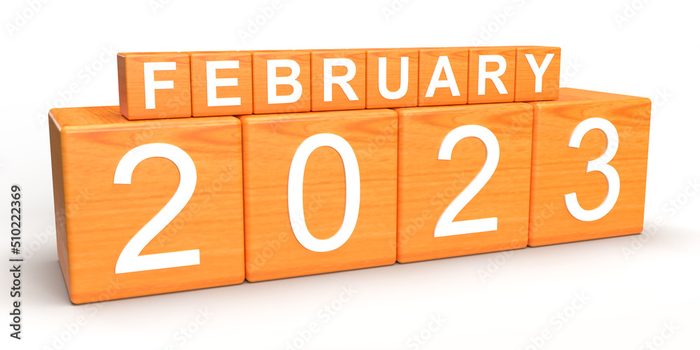 February 2023 3d rendering, the month of year calendar concept, HD 3d ...