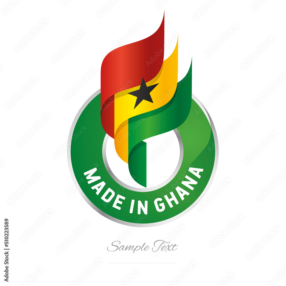 Made in Ghana Abstract wavy flag torch flame red yellow green modern ...