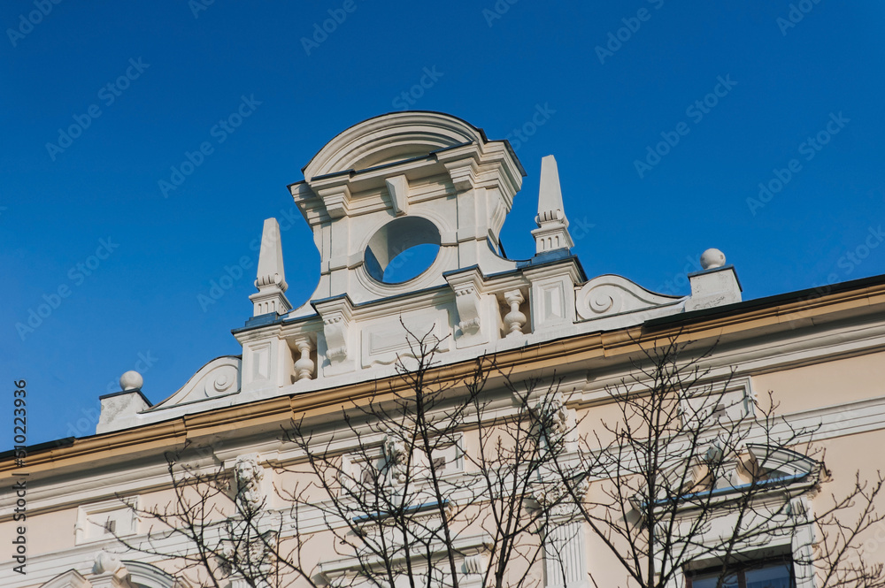 Poster The roof of an old European house in neoclassical style with a ...