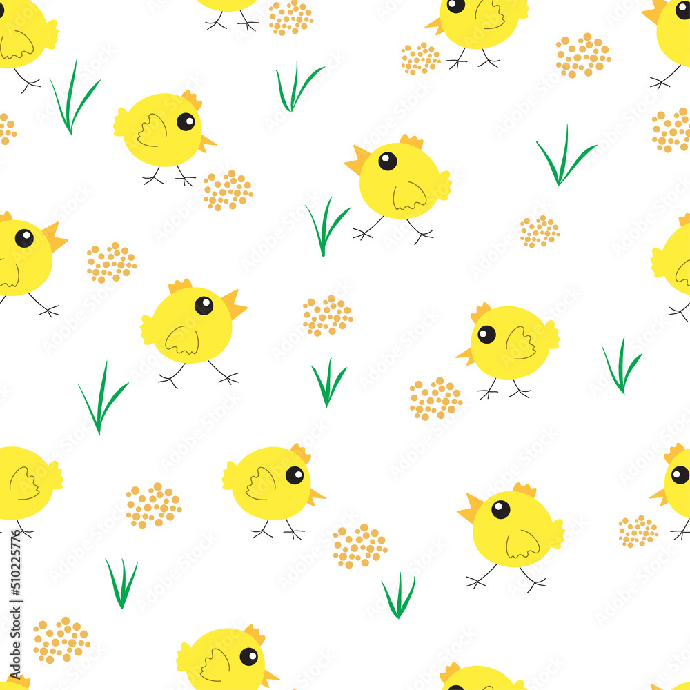 Seamless pattern with chicks on white background. Cute chicks. Vector ...