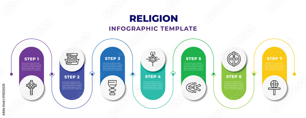religion infographic design template with last supper, noah ark, holy ...