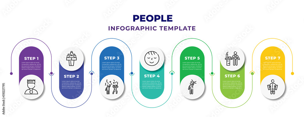 people infographic design template with man with crown, man giving a ...