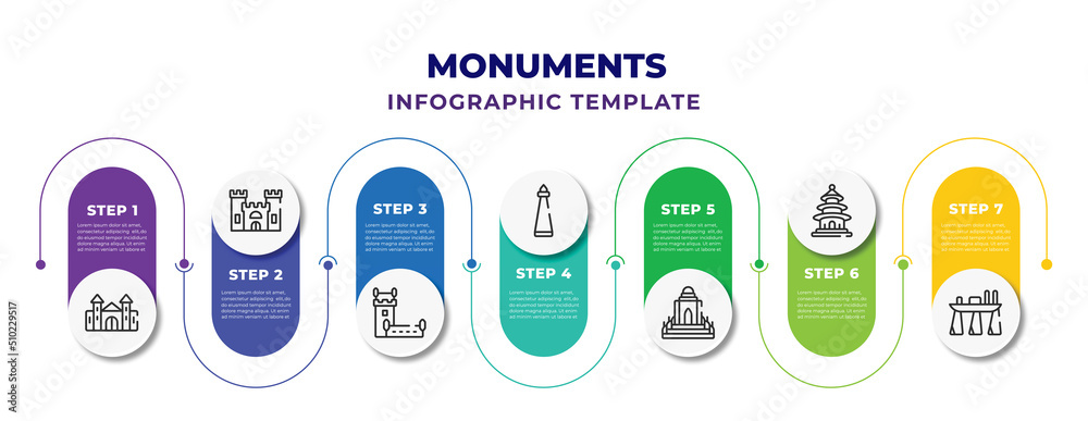 Vetor do Stock: monuments infographic design template with medieval ...