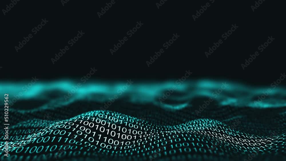 Video Stock Blue code wave background for business concept. Data binary ...