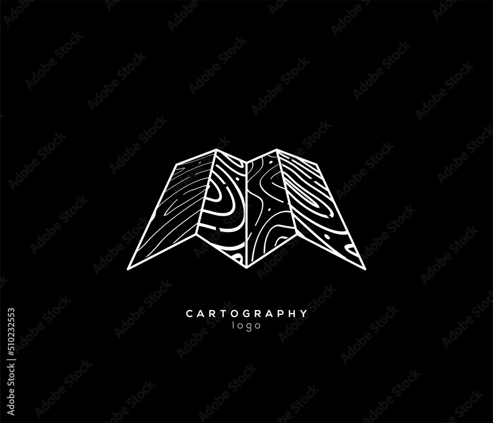 Minimalistic cartography map thin lined logo or icon design template ...