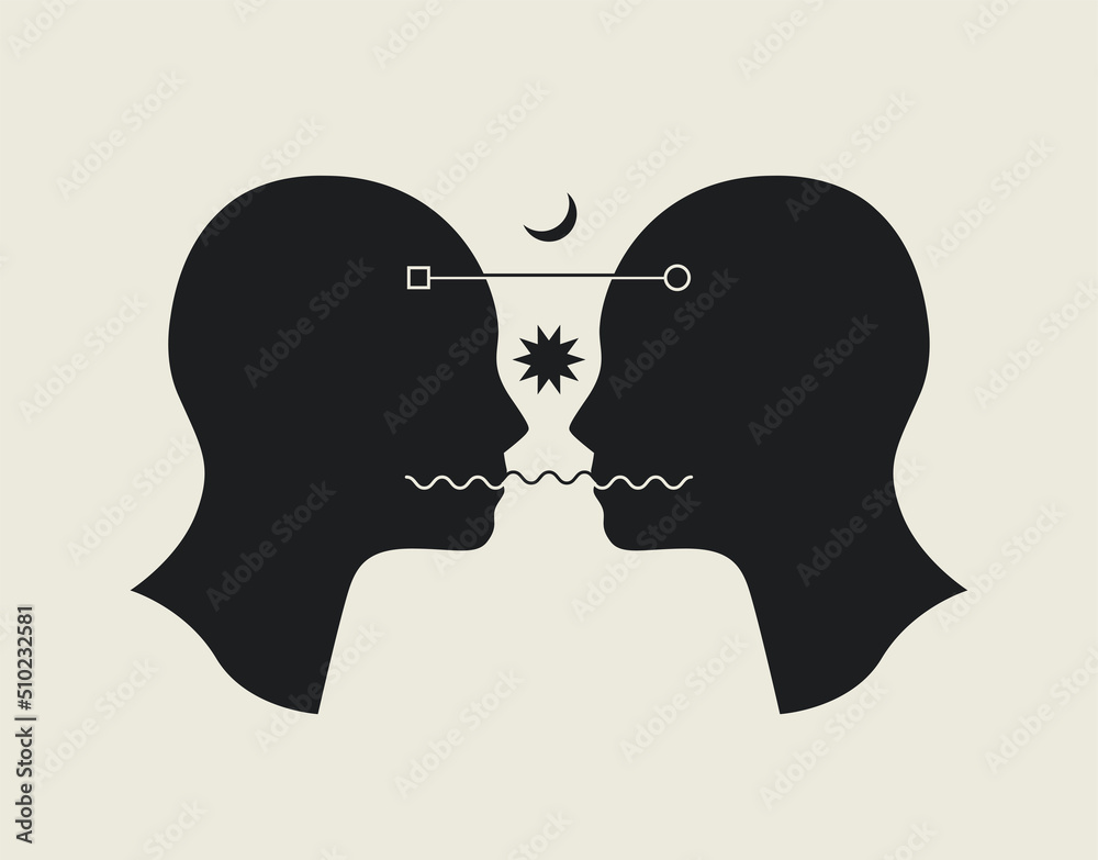 Human empathy or communication conceptual illustration with human heads ...