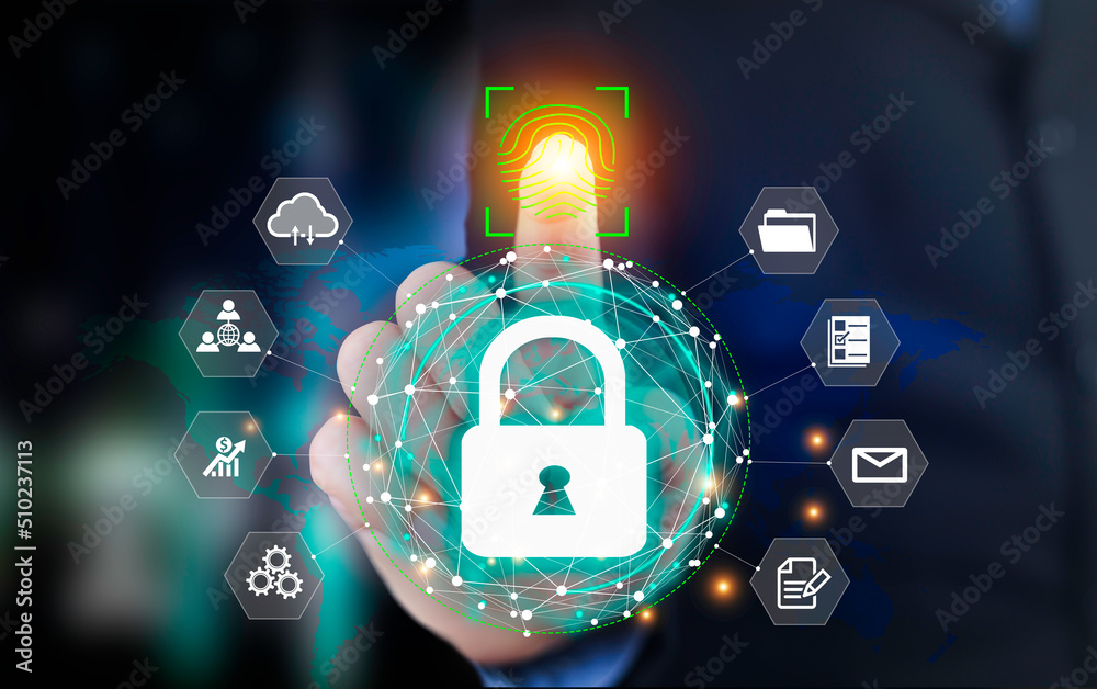 Foto de uturistic digital processing of biometric identification ...