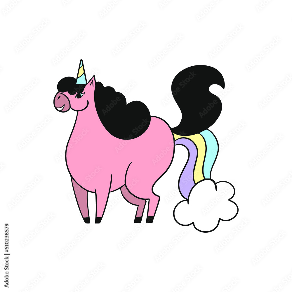 Pooping rainbow unicorn pastel color animal. Cute unicorn vector ...