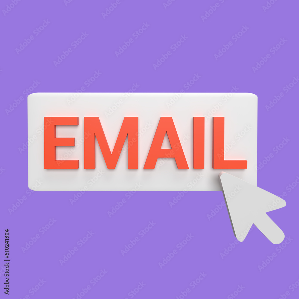 Email click with cursor 3d icon model cartoon style concept. render ...