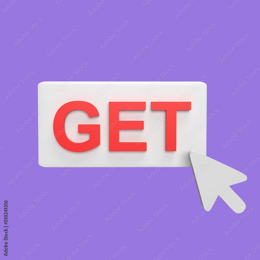 Get click with cursor 3d icon model cartoon style concept. render ...
