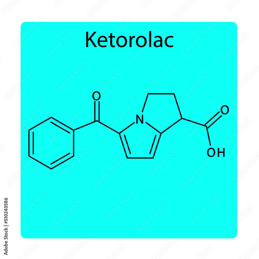 Vetor de Ketorolac molecular structure, flat skeletal chemical formula ...