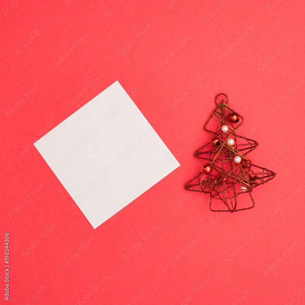 Christmas Square leaflet mock up blank template design idea. Red ...