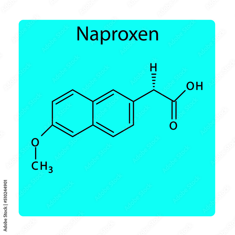 Naproxen Molecular Structure Flat Skeletal Chemical Formula NSAID