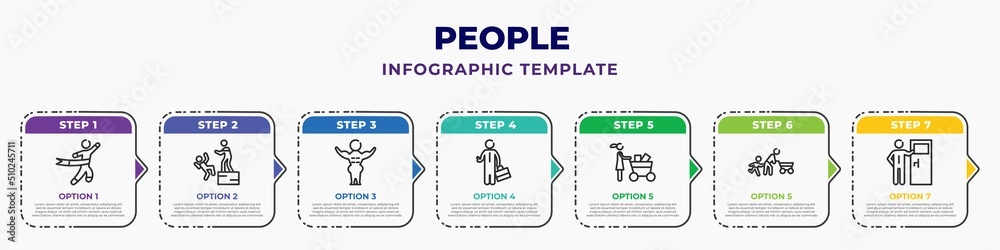 people infographic design template with running at finish line, man ...