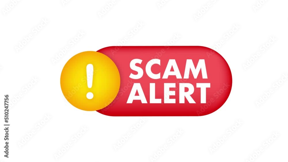 Banner with red scam alert. Attention sign. Cyber security icon ...